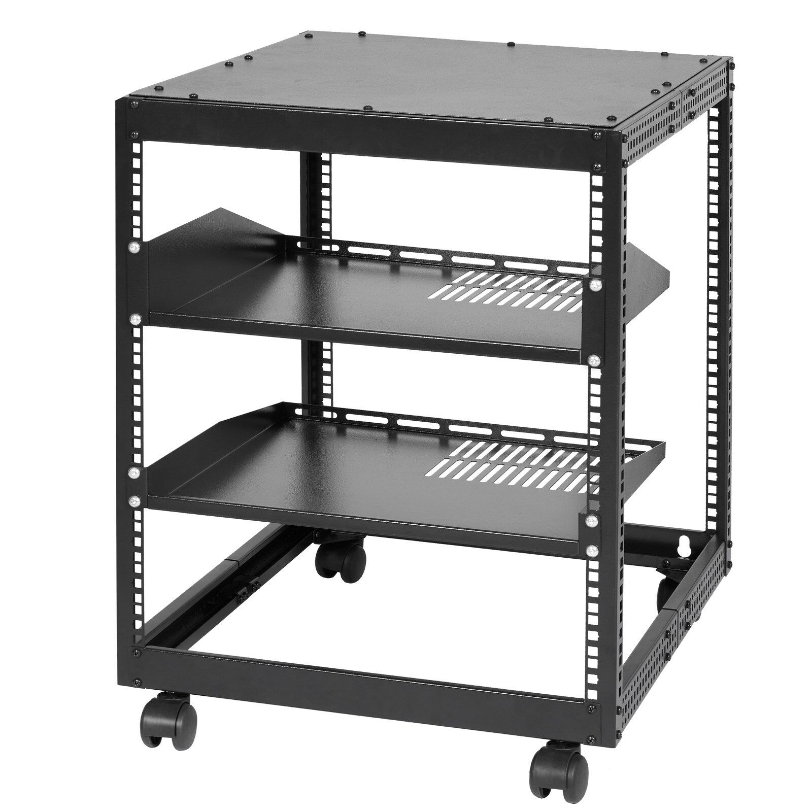 VEVOR 12U Open Frame Server Rack, 15''-40'' Adjustable Depth, Free ...